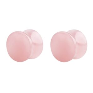 pierced owl rose quartz natural stone double flared plugs, sold as a pair (18mm (11/16"))