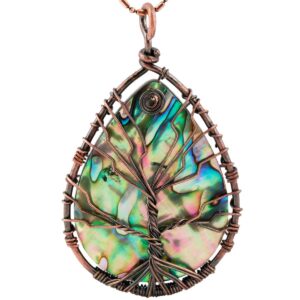 sunyik teardrop rainbow abalone shell stone pendant necklace