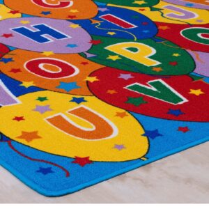 iSavings Kids/Baby Room/Daycare/Classroom/Playroom Area Rug. Alphabet. Balloons. Educational. Fun. Non-Slip Gel Back. Bright Colorful Vibrant Colors (5 Feet X 7 Feet)