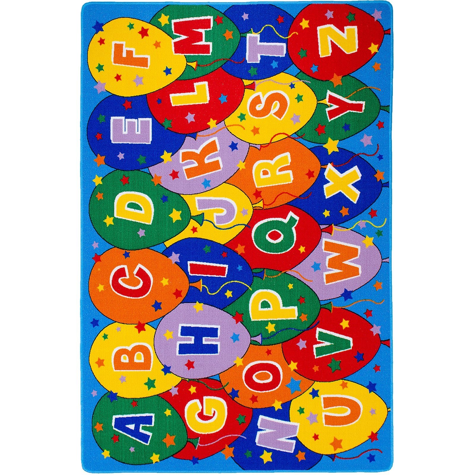 iSavings Kids/Baby Room/Daycare/Classroom/Playroom Area Rug. Alphabet. Balloons. Educational. Fun. Non-Slip Gel Back. Bright Colorful Vibrant Colors (5 Feet X 7 Feet)