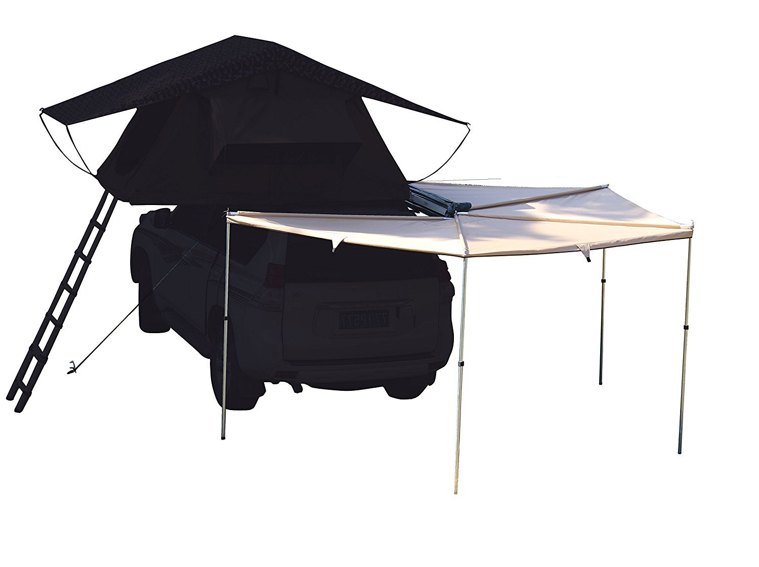 270 Awning Rooftop Tent Sun Shelter Designed for Vehicle with Roof Rack- Right/Left Hand Driver Side Awning Radius 8.2 ft,Khaki (Right-Side)