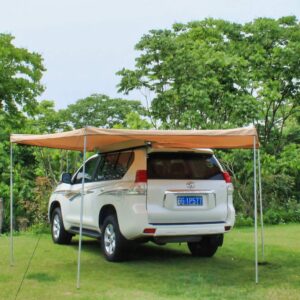 270 Awning Rooftop Tent Sun Shelter Designed for Vehicle with Roof Rack- Right/Left Hand Driver Side Awning Radius 8.2 ft,Khaki (Right-Side)