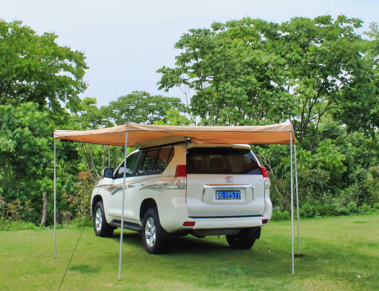 270 Awning Rooftop Tent Sun Shelter Designed for Vehicle with Roof Rack- Right/Left Hand Driver Side Awning Radius 8.2 ft,Khaki (Right-Side)