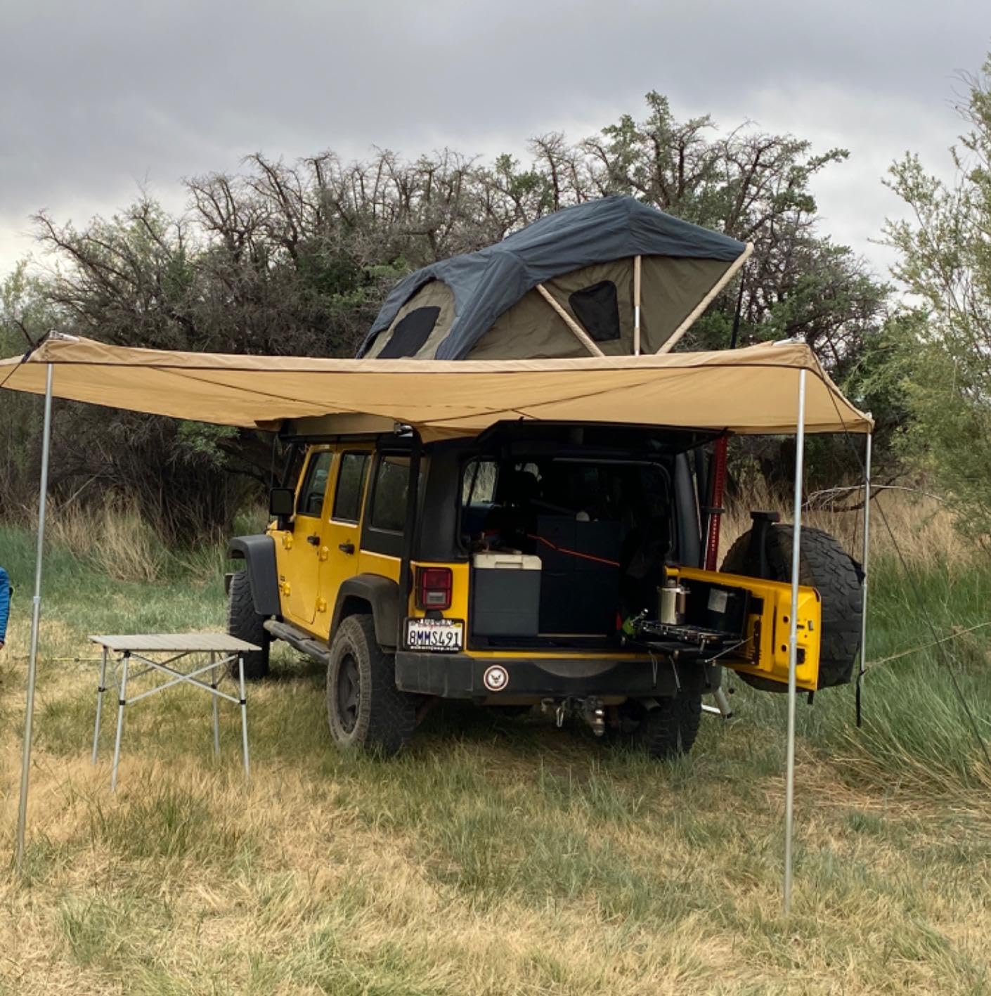 270 Awning Rooftop Tent Sun Shelter Designed for Vehicle with Roof Rack- Right/Left Hand Driver Side Awning Radius 8.2 ft,Khaki (Right-Side)