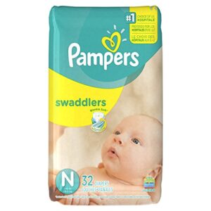 pampers swaddlers newborn disposable diapers size n, 32 count