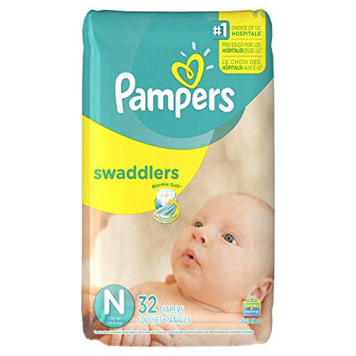 Pampers Swaddlers Newborn Disposable Diapers Size N, 32 Count