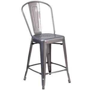 flash furniture lincoln 24'' high clear coated indoor counter height stool with back