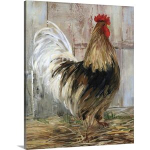 canvas on demand farmhouse rooster canvas wall art print by sally swatland, farmhouse, contemporary, home decor, butterflies, livestock artwork, 16"x20"