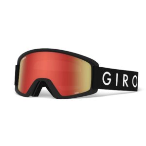 giro semi ski goggles - snowboard goggles for men, women & youth - black core strap with amber scarlet/yellow lenses