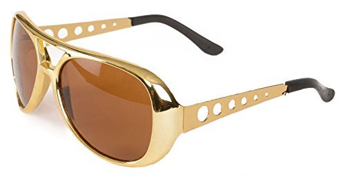 Big Mo's Toys Rockstar 50’s, 60’s Style Aviator Shades, Gold Celebrity Sunglasses 1 Pair