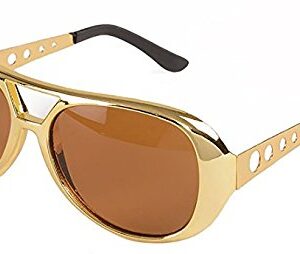 Big Mo's Toys Rockstar 50’s, 60’s Style Aviator Shades, Gold Celebrity Sunglasses 1 Pair