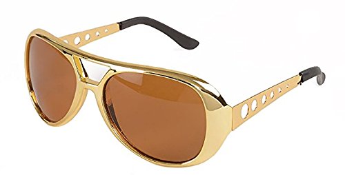 Big Mo's Toys Rockstar 50’s, 60’s Style Aviator Shades, Gold Celebrity Sunglasses 1 Pair