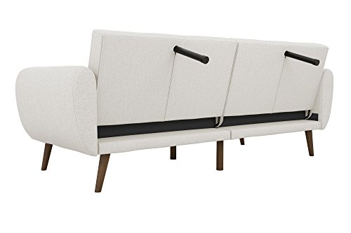 Novogratz Brittany Sofa Futon, Premium Linen Upholstery and Wooden Legs, Grey Linen