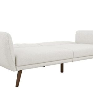 Novogratz Brittany Sofa Futon, Premium Linen Upholstery and Wooden Legs, Grey Linen