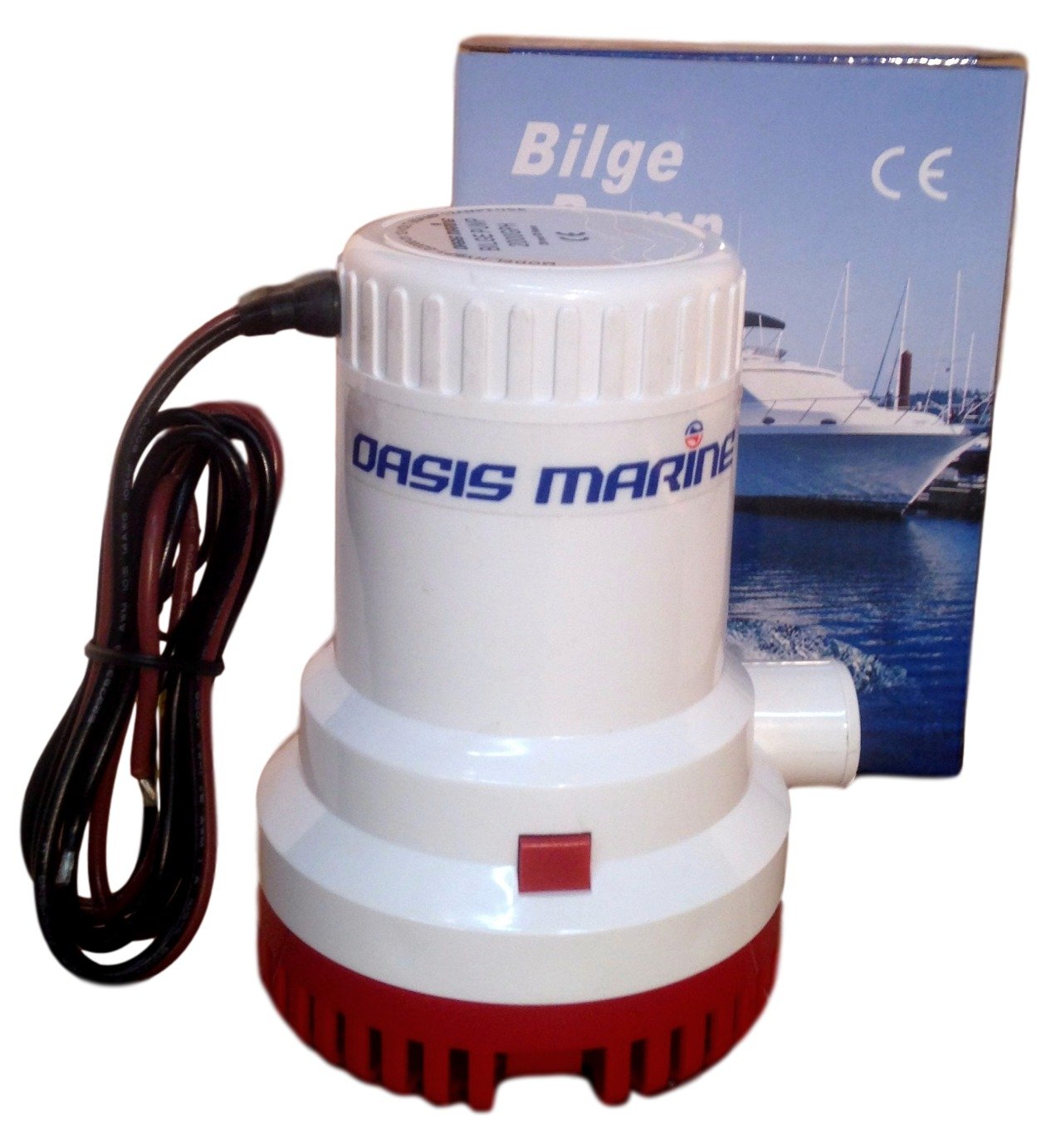 OASIS MARINE 2000 GPH 12v Bilge Pump Submersible Boat Water Pump Marine Plumbing 1-1/8 hose outlet (29 mm)