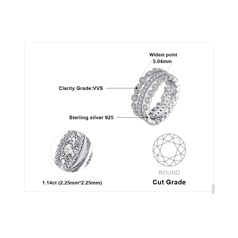 JewelryPalace 14K Gold Plated 925 Sterling Silver Rings for Women, Cubic Zirconia Promise Rings for Her, Stackable Wedding Bands Rings for Women Set Size 8