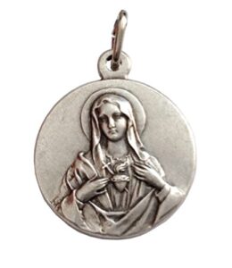 the sacred heart of mary (immaculate heart of mary) - the patron saints medals - 100% made in italy (round shape)