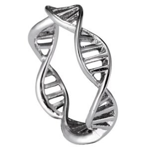 women fashion stainless steel dna helix band chemistry science molecule ring creative silver finger band size 8