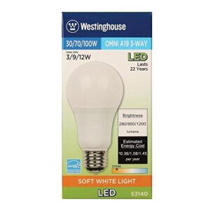 Westinghouse 5314000 30/70/100-Watt Equivalent Omni A19 3-Way Soft White Energy Star LED Light Bulb with Medium Base, 1 Count (Pack of 1)