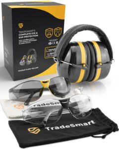 tradesmart high-performance earmuffs for shooting range & shooting eye protection glasses + firearm confidence course included