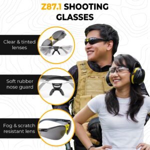 TradeSmart High-Performance Earmuffs for Shooting Range & Shooting Eye Protection Glasses + Firearm Confidence Course Included