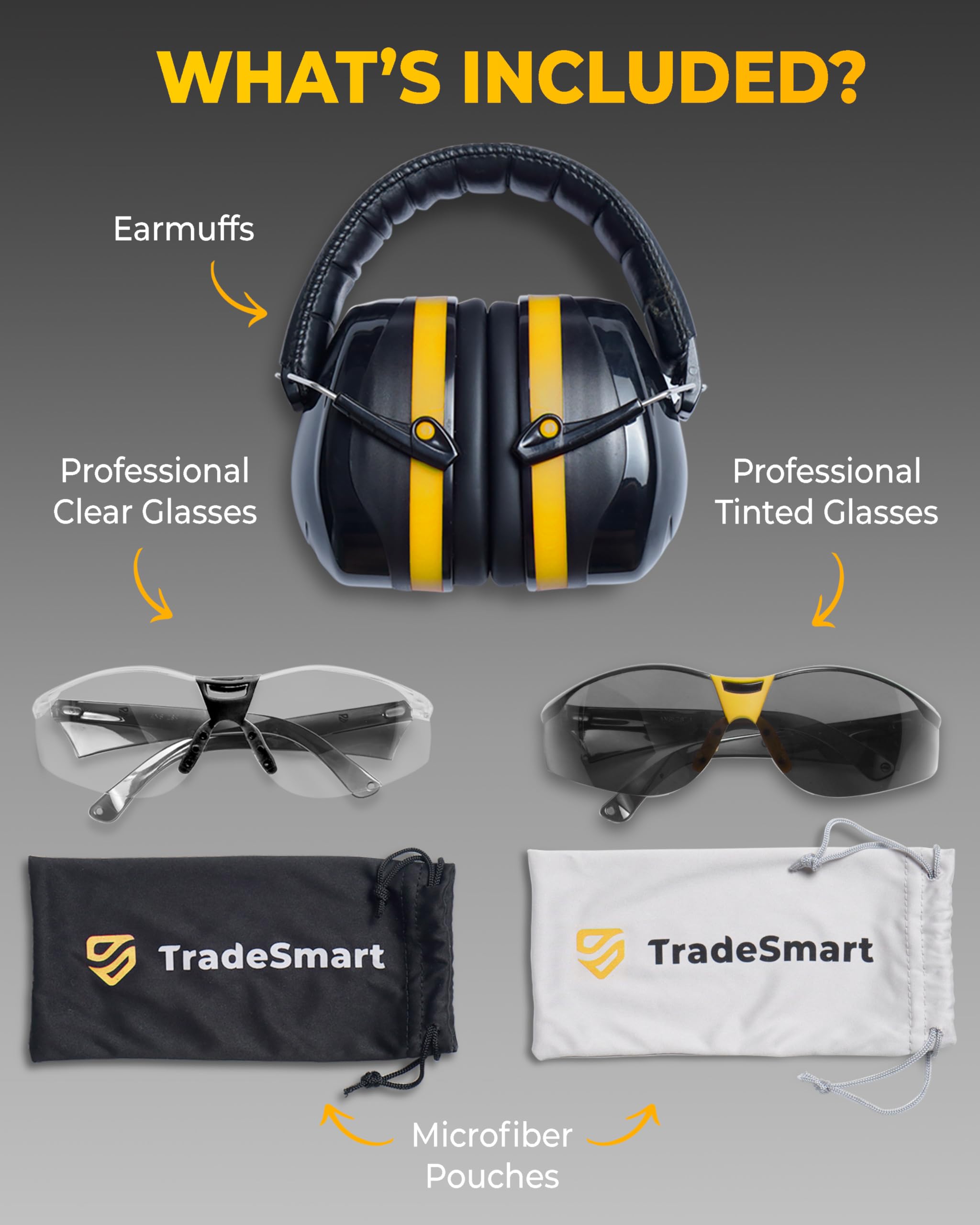 TradeSmart High-Performance Earmuffs for Shooting Range & Shooting Eye Protection Glasses + Firearm Confidence Course Included