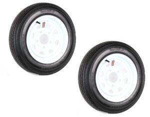 ecustomrim 2-pack trailer tire on rim 4.80-12 load c 5 lug white spoke wheel 30660-2 year warranty w/free roadside