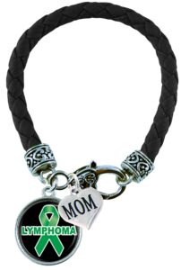 holly road custom bracelet non-hodgkin's lymphoma awareness black leather mom or dad charm only jewelry family