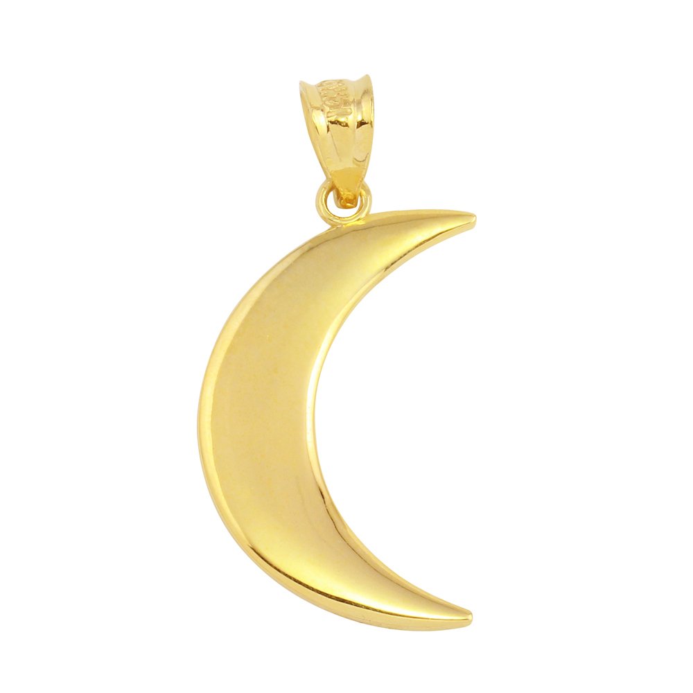 High Polish 14k Yellow Gold Crescent Moon Charm Pendant