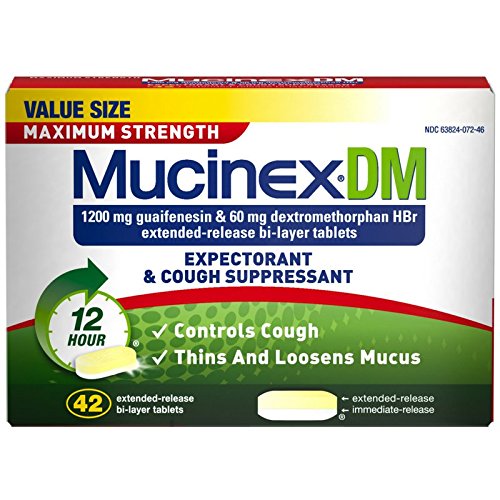 Mucinex DM Maximum Strength 12-Hour Expectorant and Cough Suppressant Tablets, 42 ct (Pack of 4)