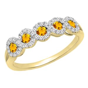 dazzlingrock collection round white diamond & citrine wedding stackable band in 10k yellow gold, size 8