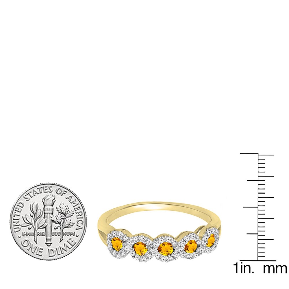 Dazzlingrock Collection Round White Diamond & Citrine Wedding Stackable Band in 10K Yellow Gold, Size 8