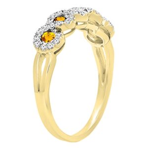 Dazzlingrock Collection Round White Diamond & Citrine Wedding Stackable Band in 10K Yellow Gold, Size 8