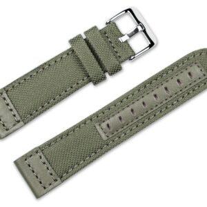 deBeer Nylon Watch Band - Nylon Canvas with Leather Trim - Olive - 22mm