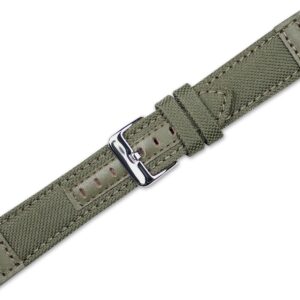 deBeer Nylon Watch Band - Nylon Canvas with Leather Trim - Olive - 22mm