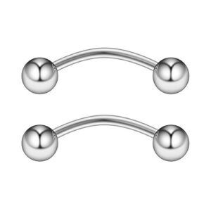 ruifan 2pcs tiny eyebrow piercing jewelry curved barbell with balls kit eyebrow tragus lip ring 20g 20 gauge 6mm - steel