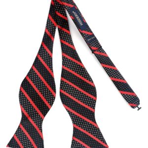 HISDERN Bow Ties for Men Red Bow Tie Self Tie Stripe Bowtie Handkerchief Set Adjustable Formal Tuxedo Black Polka Dot Bowties & Pocket Square Wedding