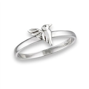 high polish hummingbird cute bird ring new .925 sterling silver band size 8