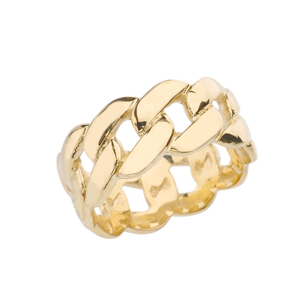 Celtic Rings 10k Gracious Yellow Gold 10 mm Unisex Cuban Link Chain Eternity Band Ring (Size 8)