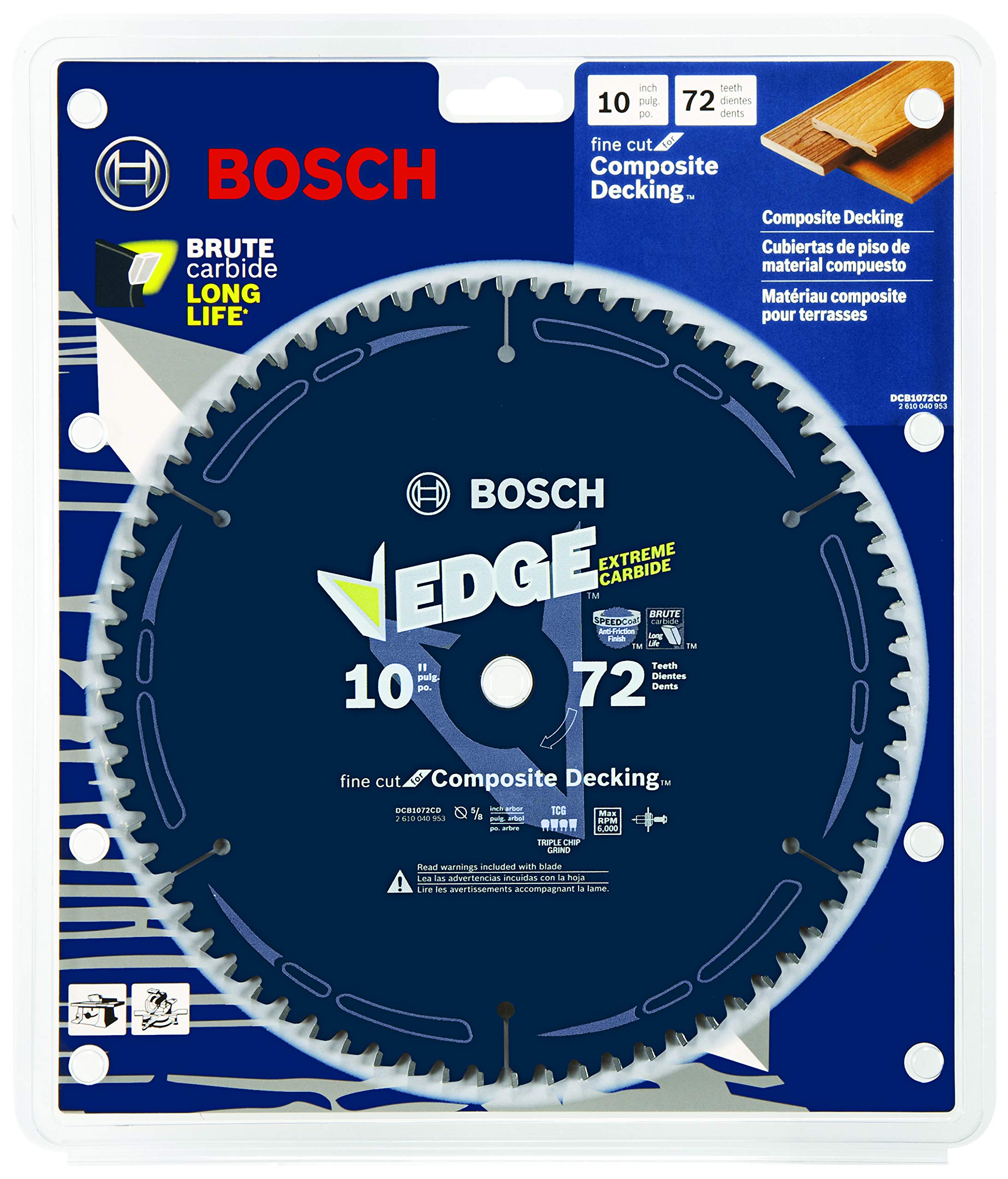 Bosch DCB1072CD 10 In. 72 Tooth Edge Circular Saw Blade for Composite Decking