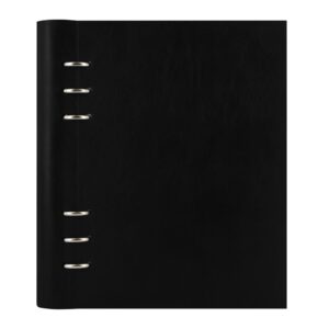 filofax clipbook, black leather-look cover, a5, 8-1/4 x 5-3/4 (b023611)