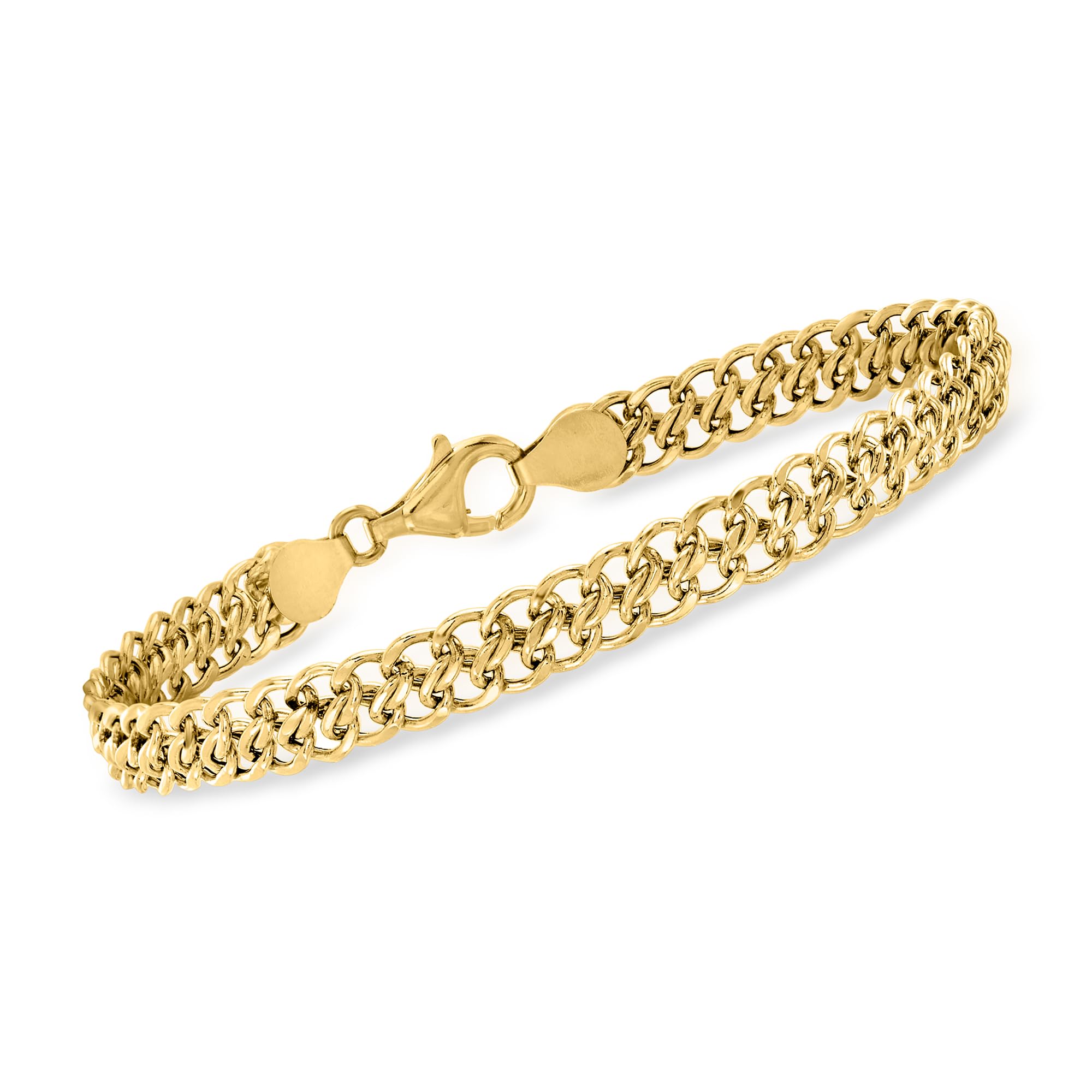 Ross-Simons Italian 18kt Yellow Gold Flat-Link Chain Bracelet. 7.5 inches