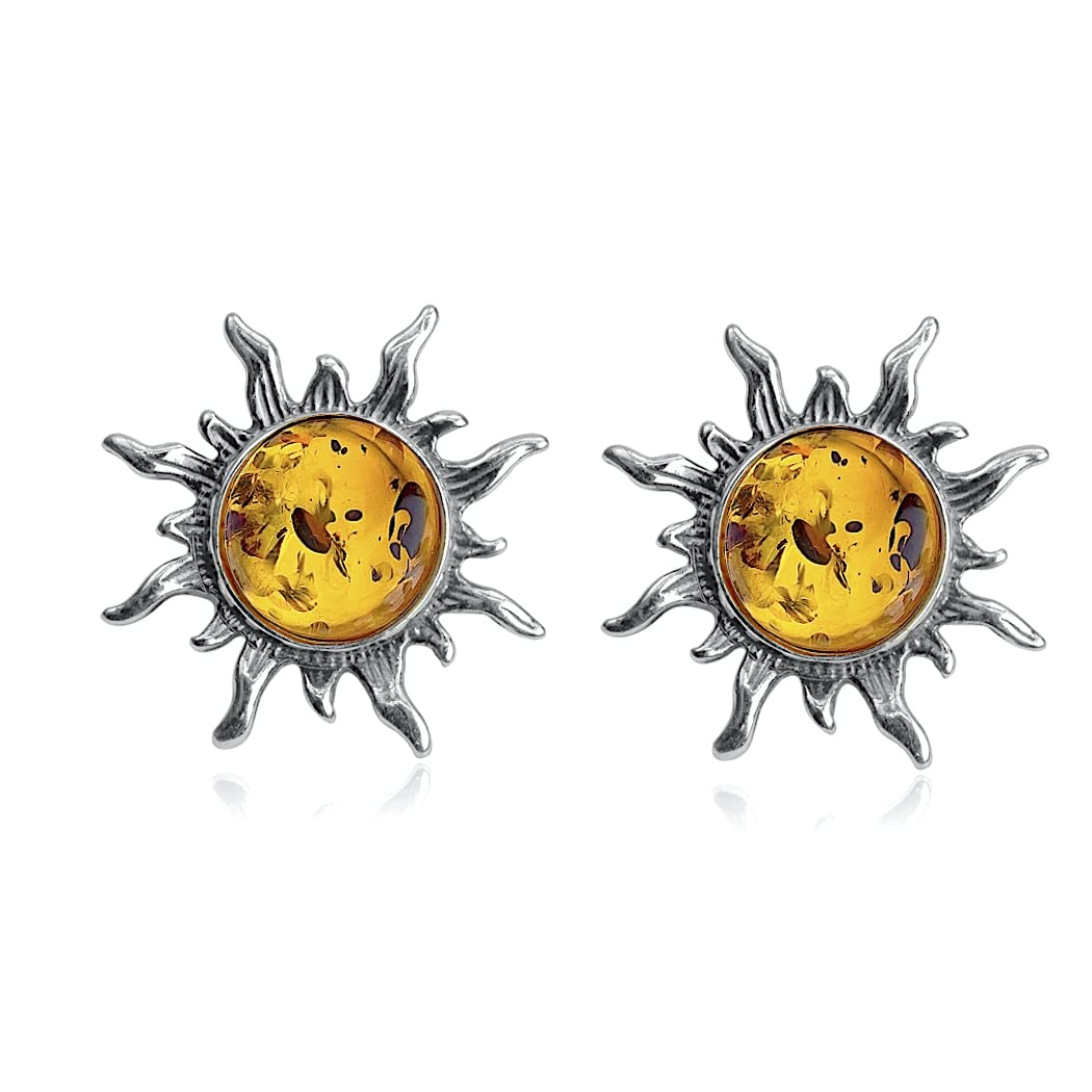 Ian and Valeri Co Amber Sterling Silver Stud Sun Earrings