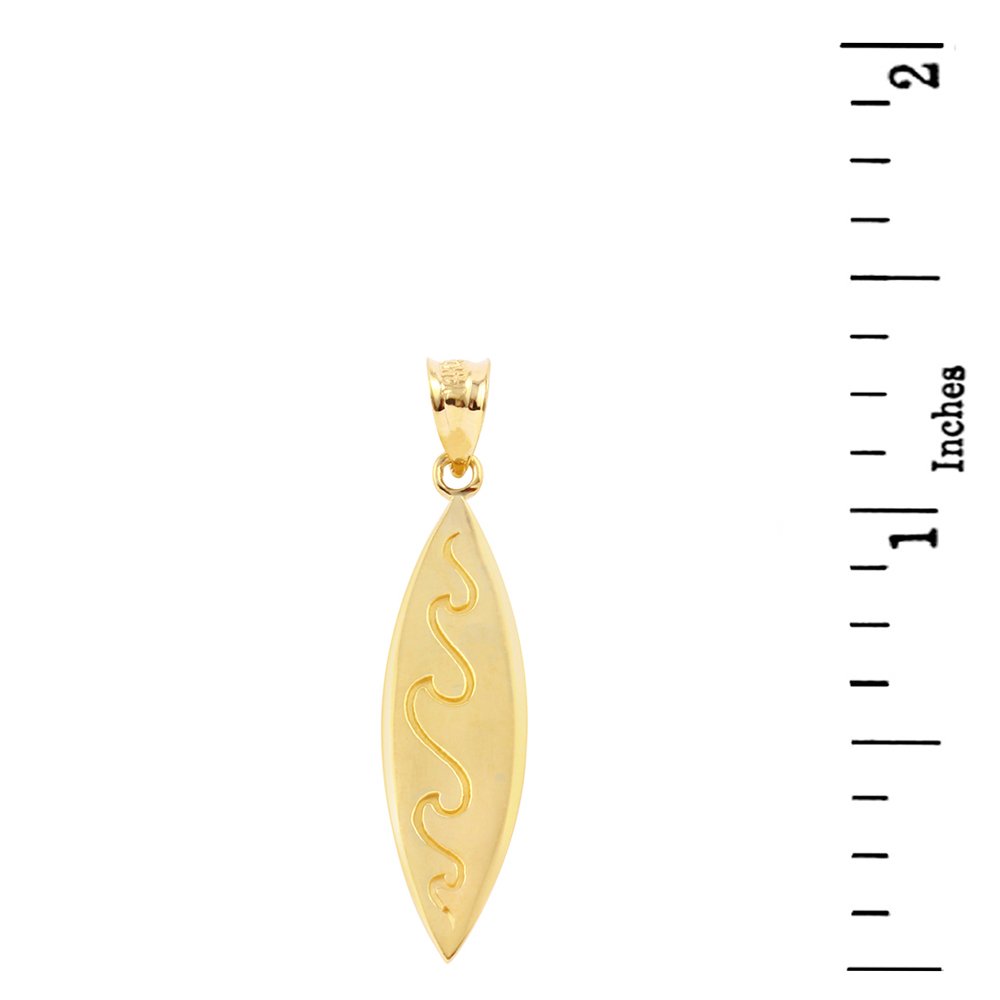 Fine 14k Yellow Gold Ocean Waves Surfboard Pendant