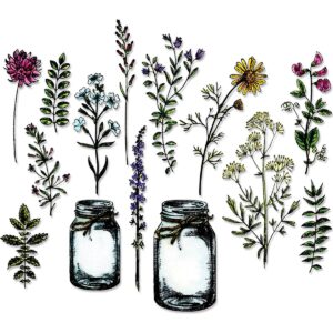 Sizzix Die Set , Flower Jar by Tim Holtz, 16 Pack, Multi Color, One Size Framelits, Multicolor