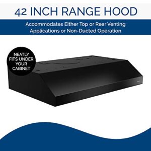 Broan-NuTone BCSD142BL Glacier Range Hood with Light, Exhaust Fan for Under Cabinet, Black, 42-inch