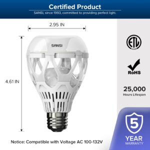 SANSI 18W (150 Watt Equivalent) LED Light Bulb, A21 LED Bulbs, 2500 Lumens Light Bulbs, 5000K Daylight LED, E26 Base, Non-Dimmable, Bright led bulbs, 4-Pack