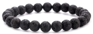 hamoery men women 8mm natural stone lava rock diffuser bracelet elastic yoga agate beads bracelet bangle