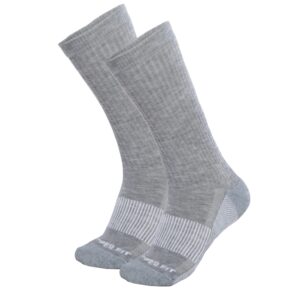 copper fit unisex adult crew sport - 2 pack running socks, gray, large-x-large us