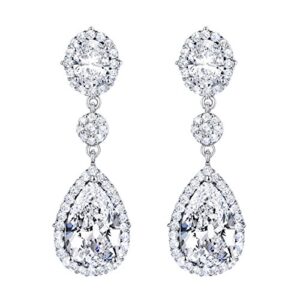 selovo women's teardrop dangle earrings silver tone wedding bridal earrings